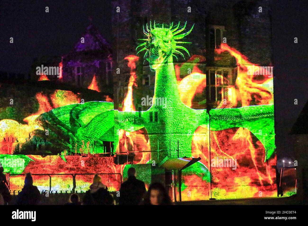 Cowdray Park, Midhurst. 22nd December 2021. An illuminated, after dark ...