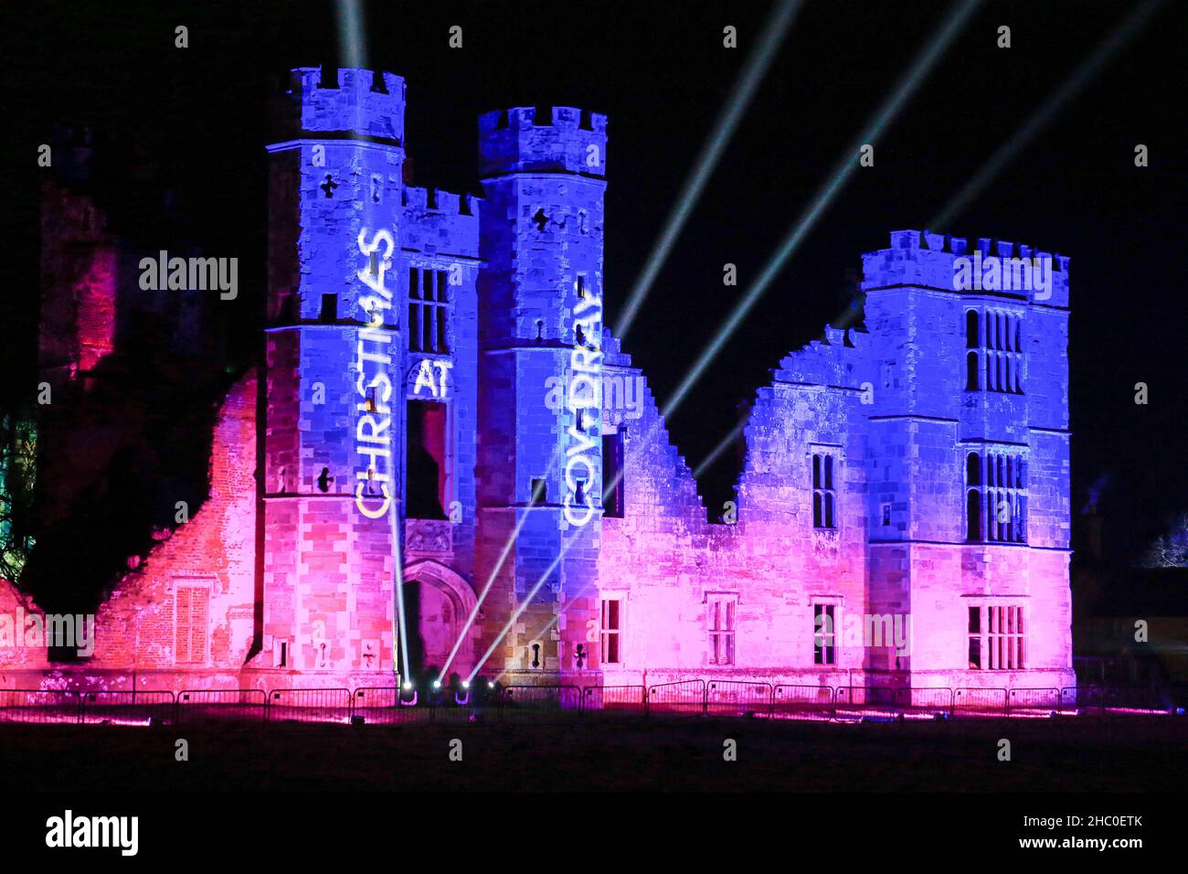 Cowdray Park, Midhurst. 22nd December 2021. An illuminated, after dark ...