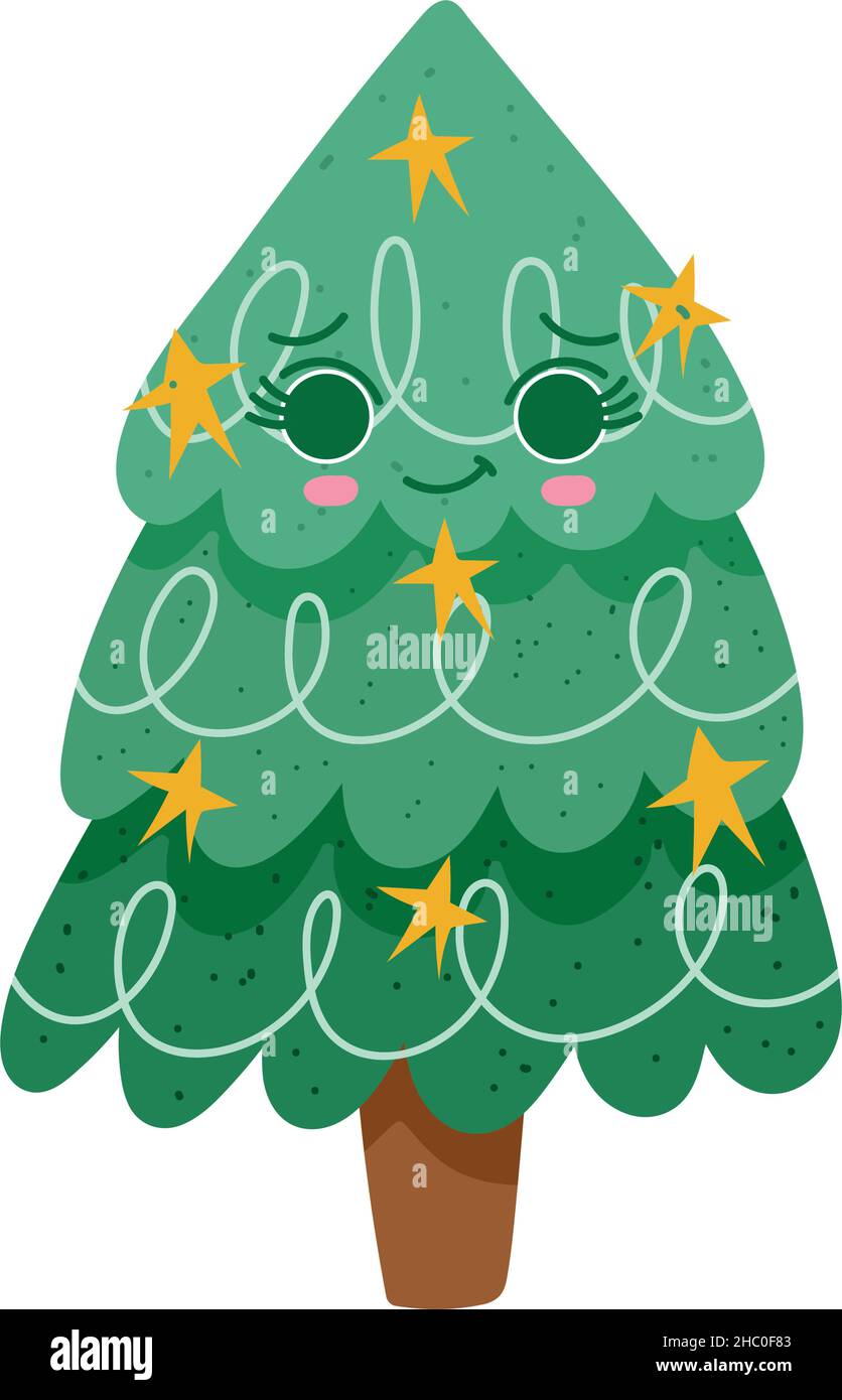 christmas tree kawaii Stock Vector Image & Art - Alamy