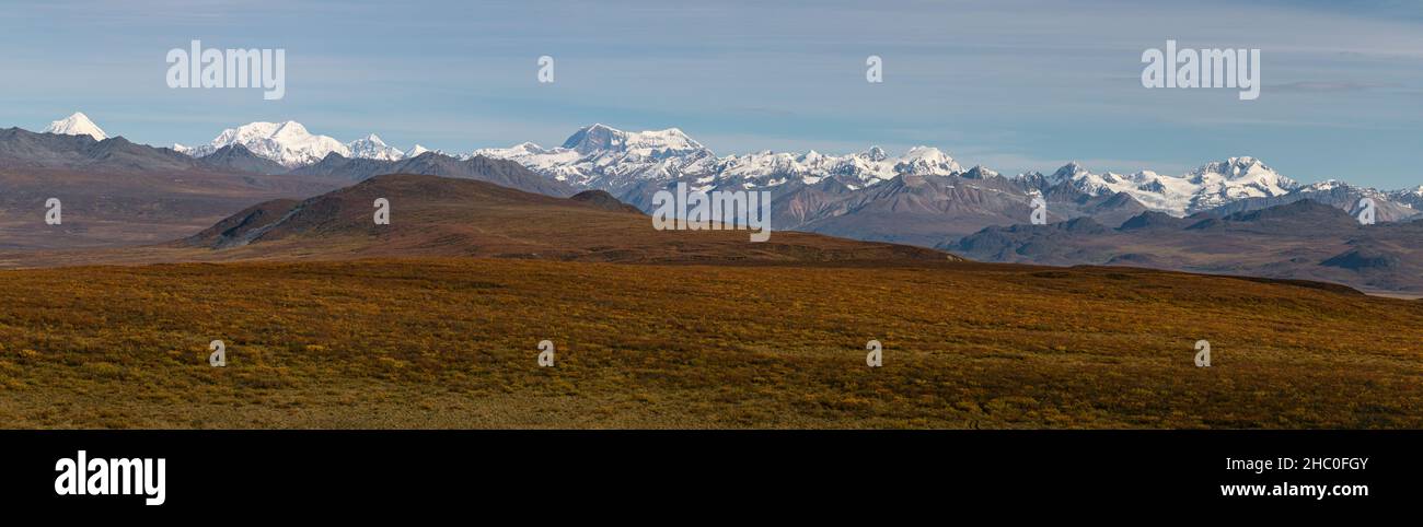 Panoramic view of the eastern Alaska Range from near the McLaren River ...