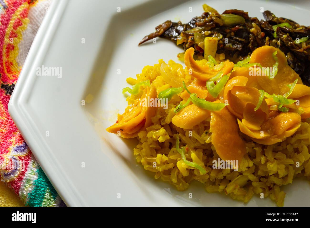 Goiânia, Goias, Brazil – December 22, 2021: White dish with rice with ...