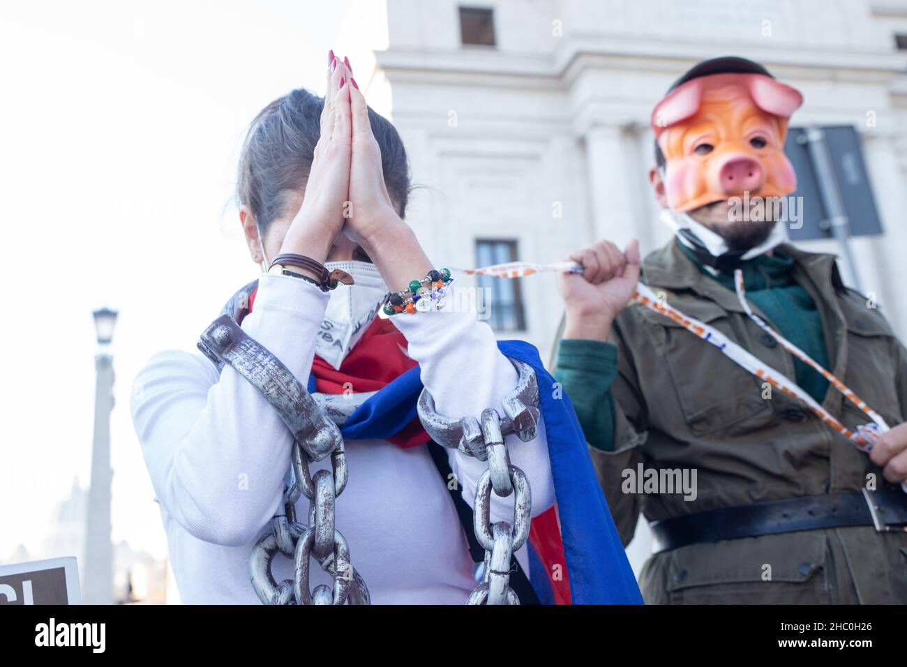 Rome, Italy. 22nd Dec, 2021. Flashmob organized by a group of Cubans ...