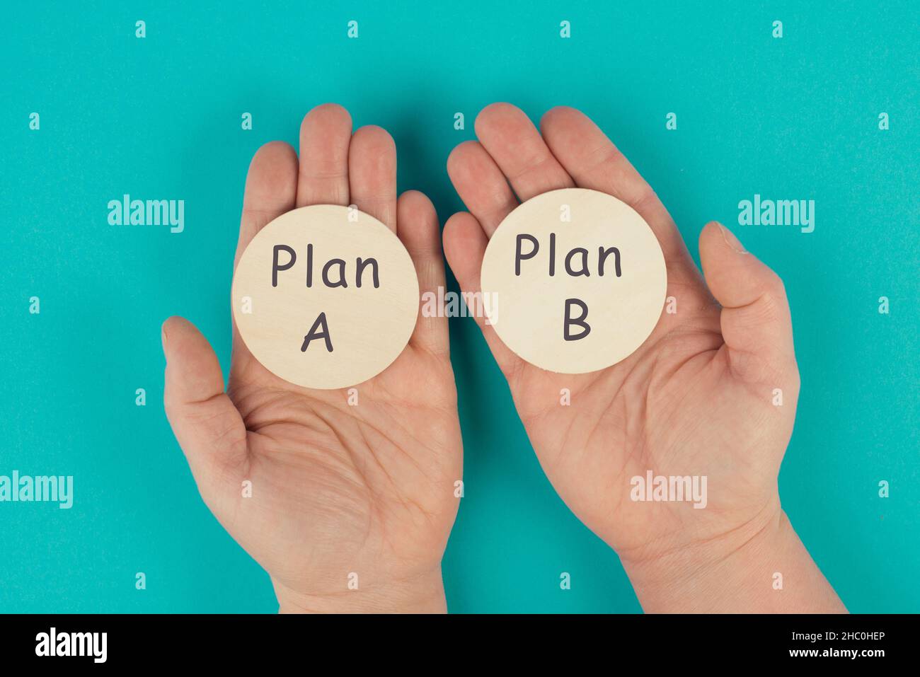 Plan A and B standing on paper, options of possibilities, making a ...