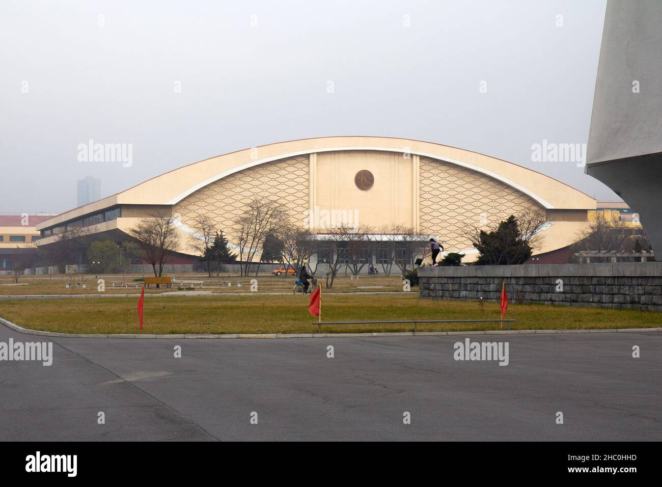 Athletic stadium at Pyongyang Sports Street in North Korea. Hall was ...