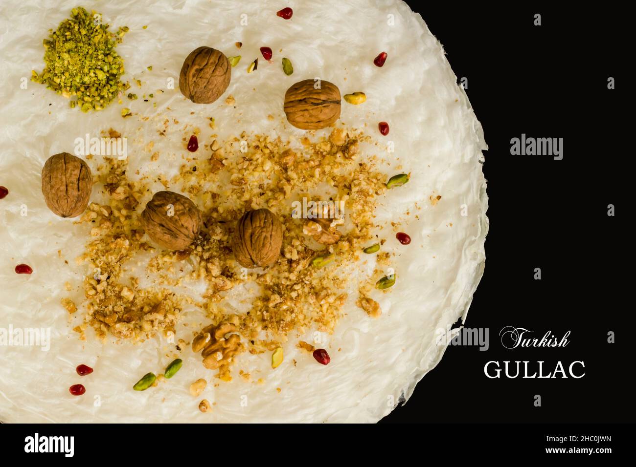 Traditional Turkish Ramadan Milk Dessert,Gullac ingredients on black ...