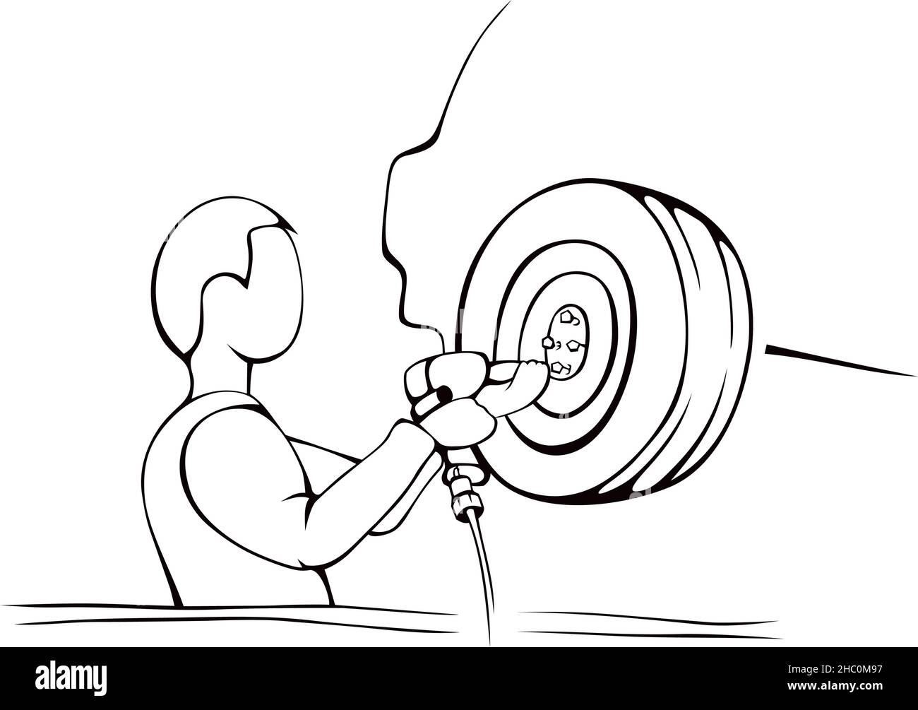 Mechanic man fixing car Stock Vector Images - Alamy