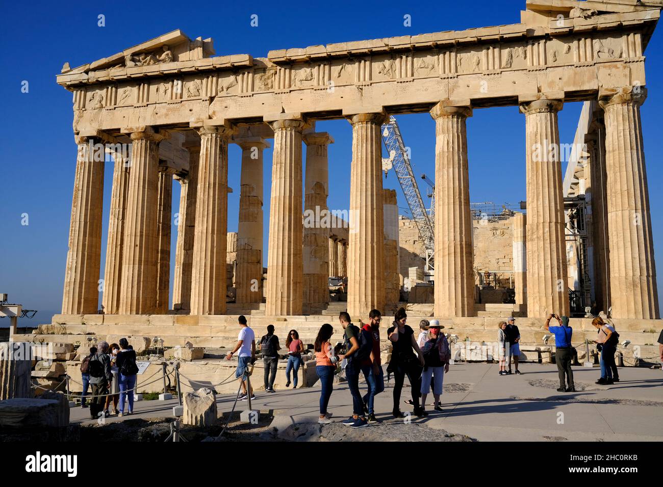 Tourists visiting the Parthenon and Acropolis in Athens, Greece Stock ...