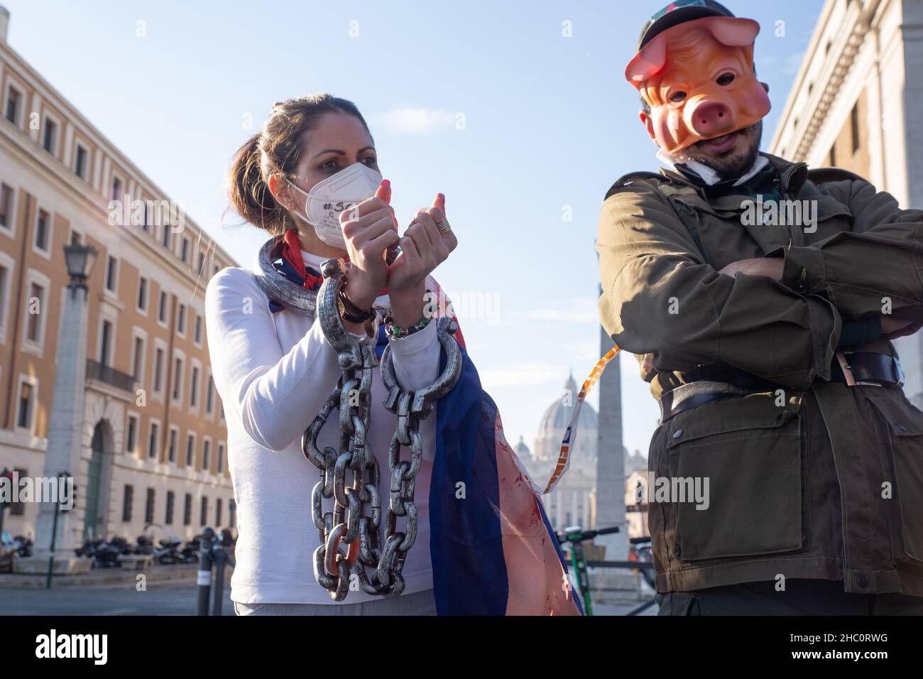 Rome, Italy. 22nd Dec, 2021. Flashmob organized by a group of Cubans ...