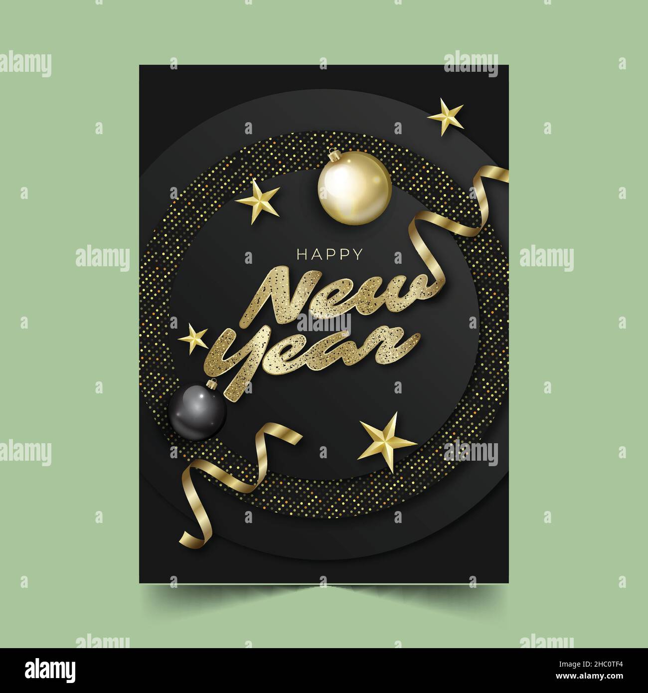 realistic new year greeting card template abstract design vector ...