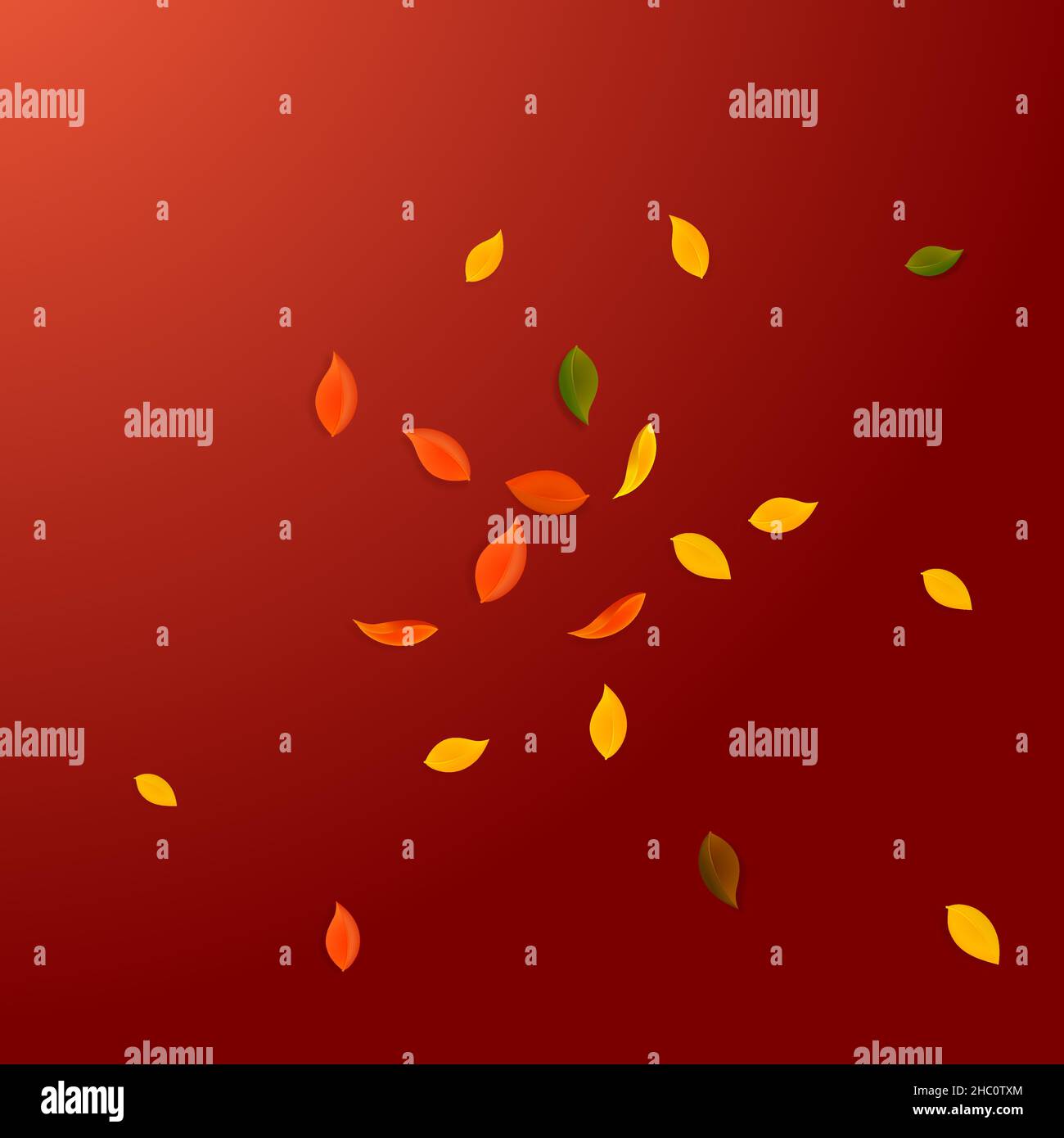 Falling autumn leaves. Red, yellow, green, brown random leaves flying. Explosion colorful ...