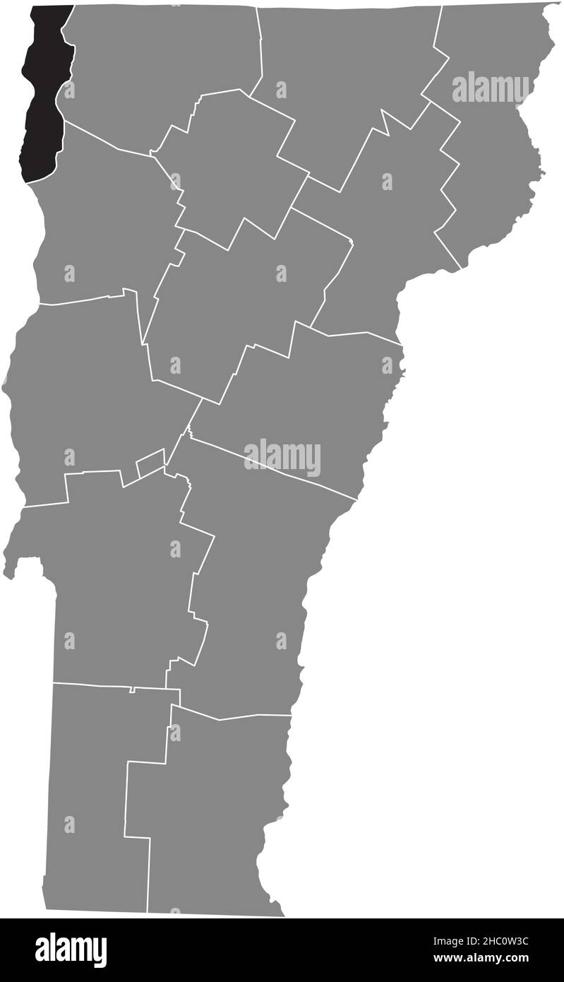 Black highlighted location map of the Grand Isle County inside gray ...