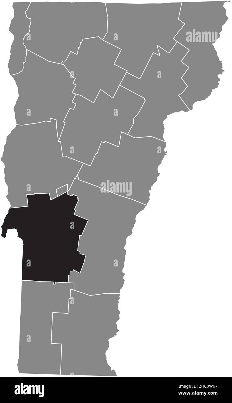 Black highlighted location map of the Rutland County inside gray ...