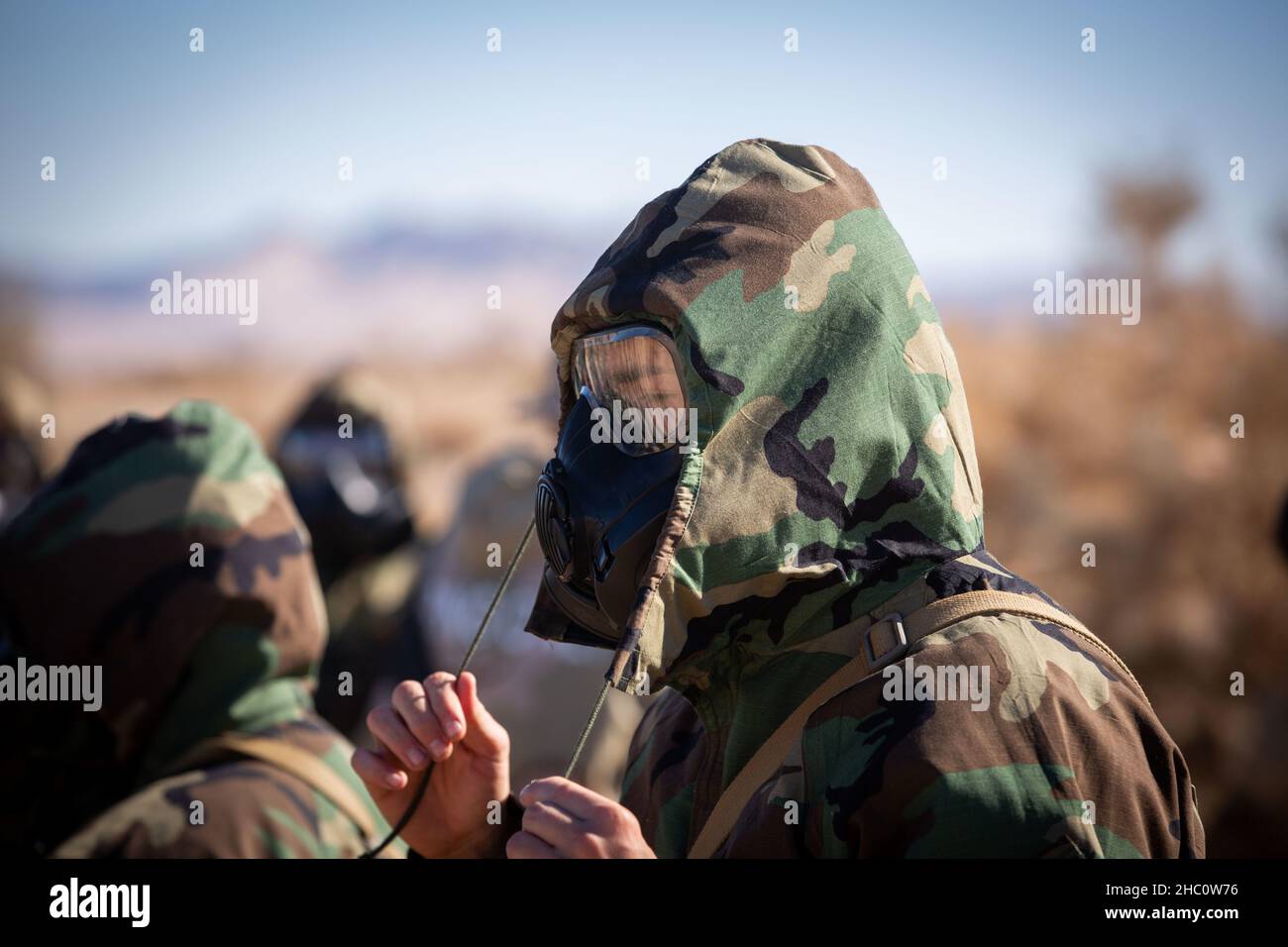 Marines with gas masks hi-res stock photography and images - Alamy