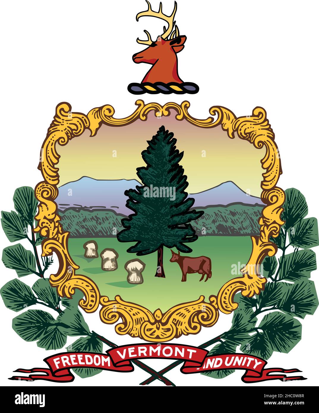 Official current vector coat of arms of the Federal State of Vermont ...