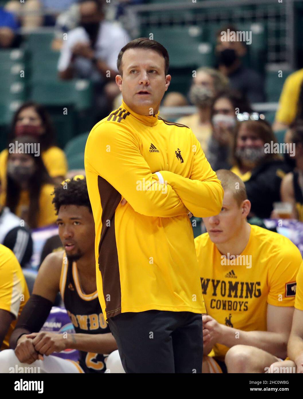 December 22, 2021 - Wyoming Cowboys head coach Jeff Linder during a ...