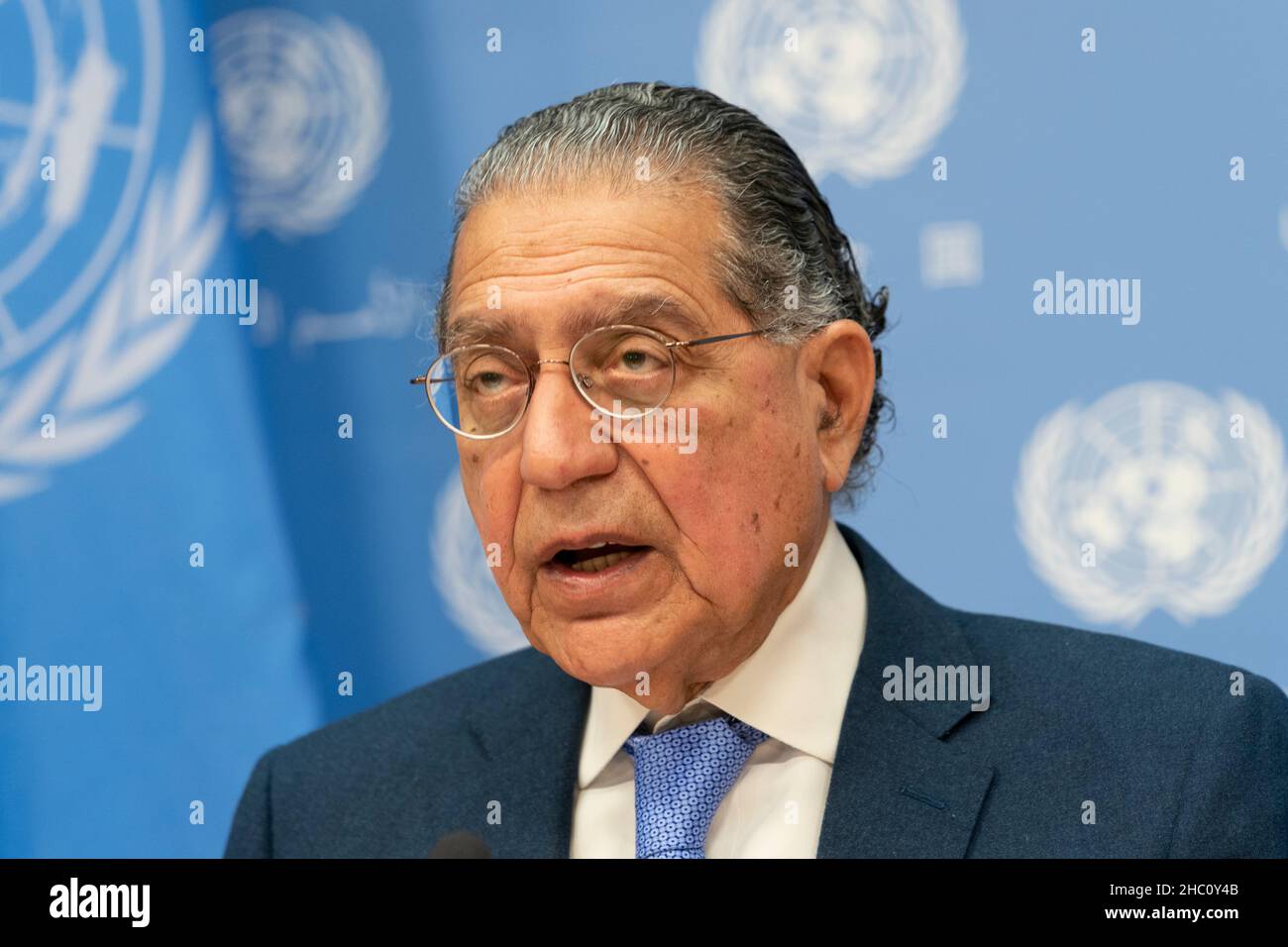 New York, NY - December 22, 2021: Press briefing by Ambassador Munir ...
