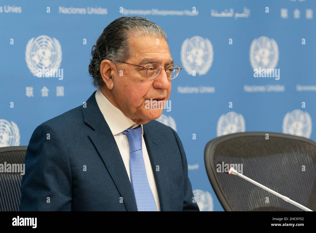New York, NY - December 22, 2021: Press briefing by Ambassador Munir ...