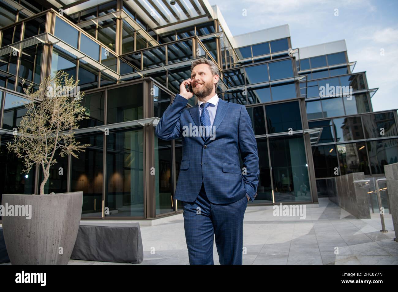 mobile connection technology. communication. businessman speaking on ...