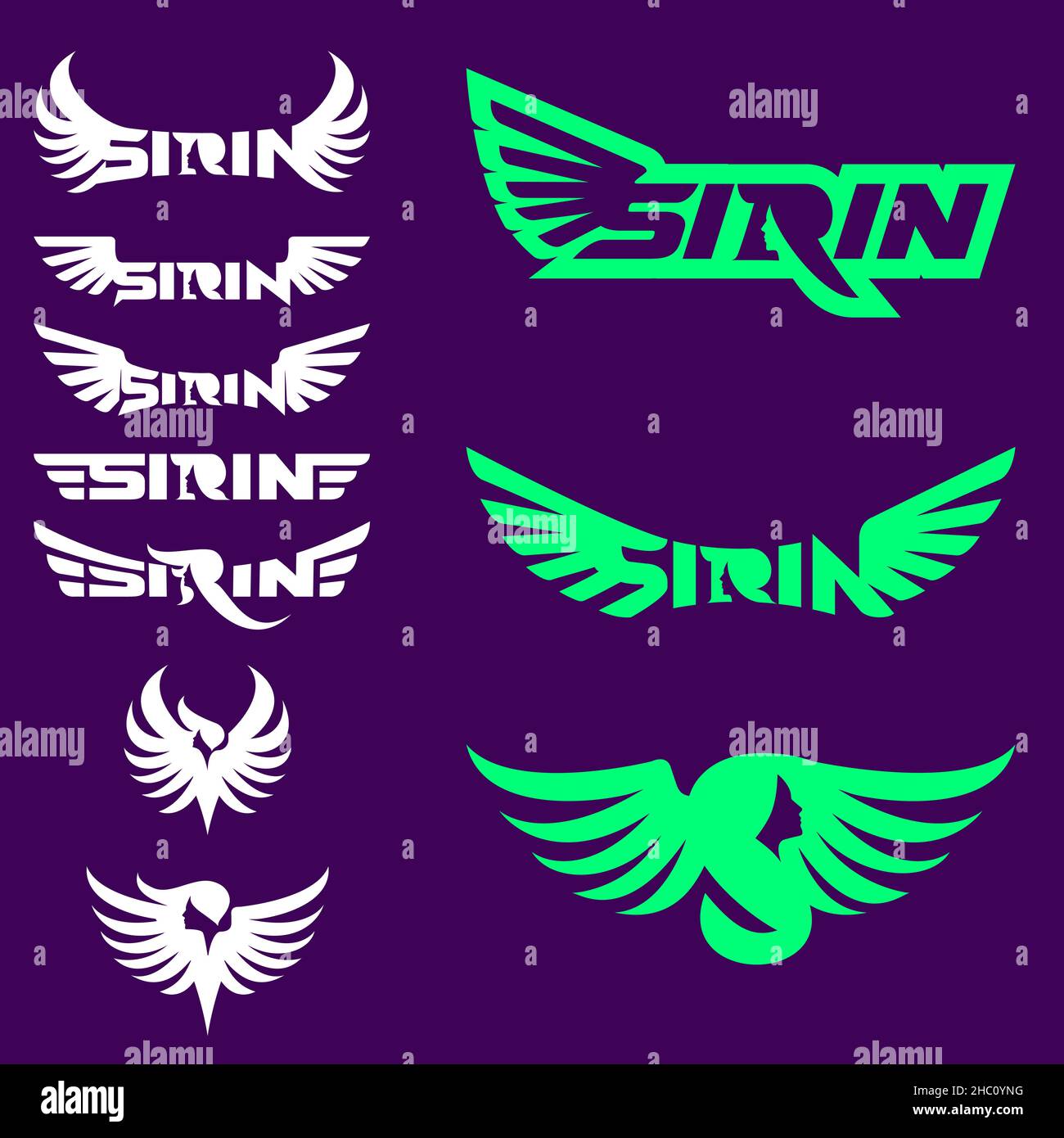 Sirin symbol and wordmark set vector illustration for brand, identity ...
