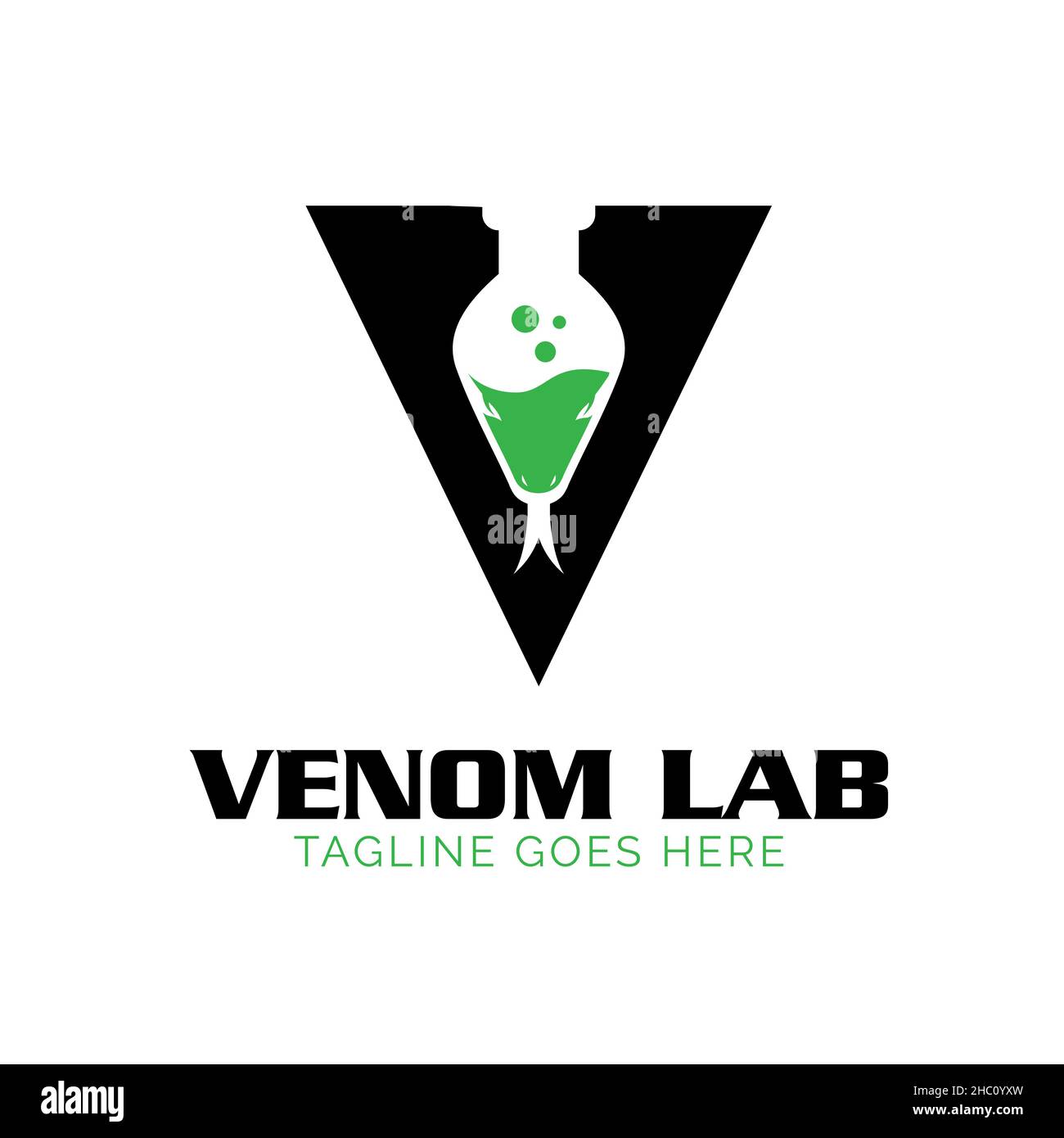 letter V Venom Lab logo, Lab jar combined with Snake head concept Stock ...