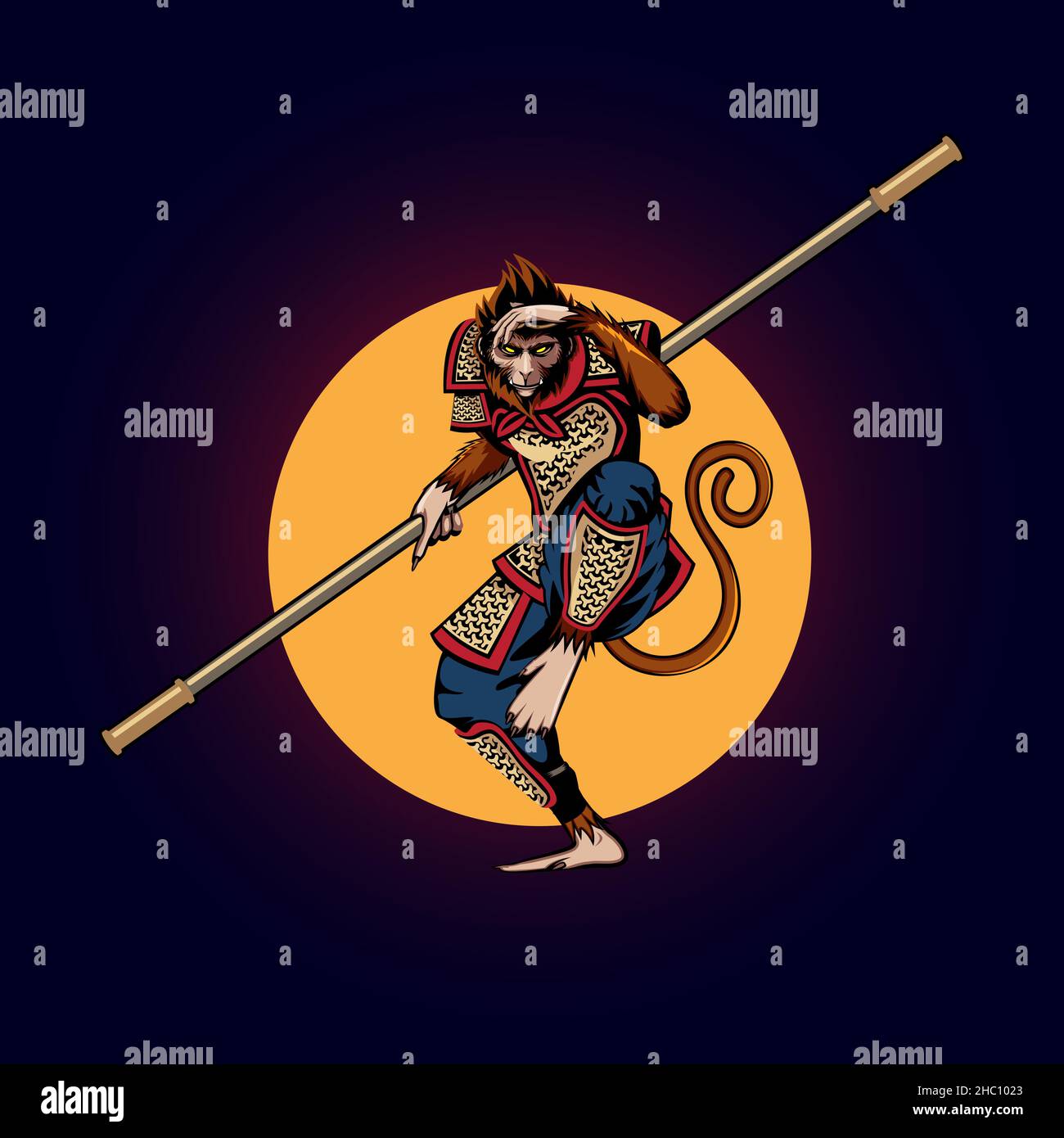 Monkey King vector illustration from chinese mythology, culture and ...
