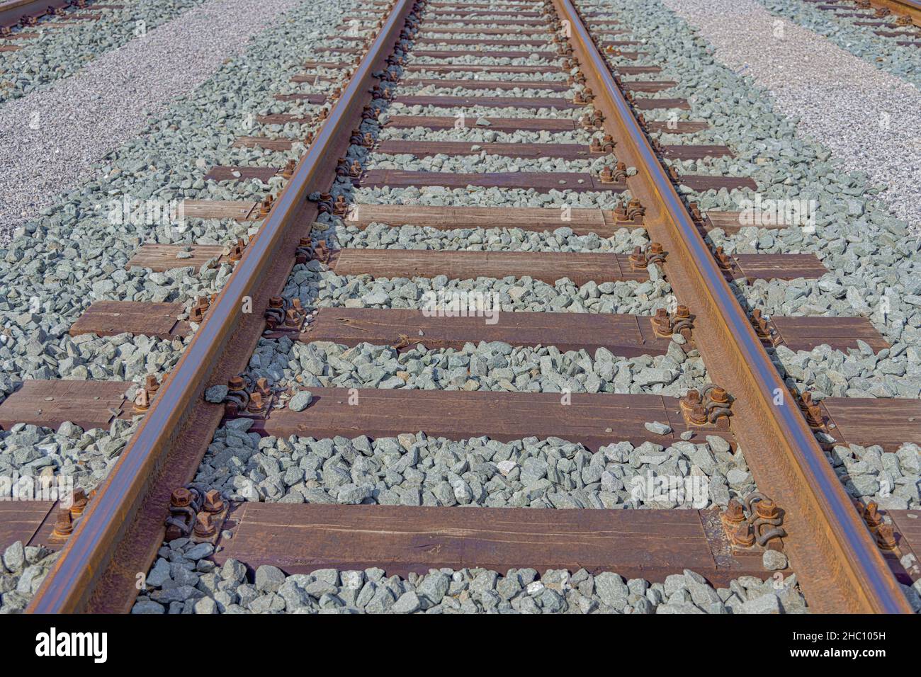 Train railroad tracks close up Stock Photo - Alamy
