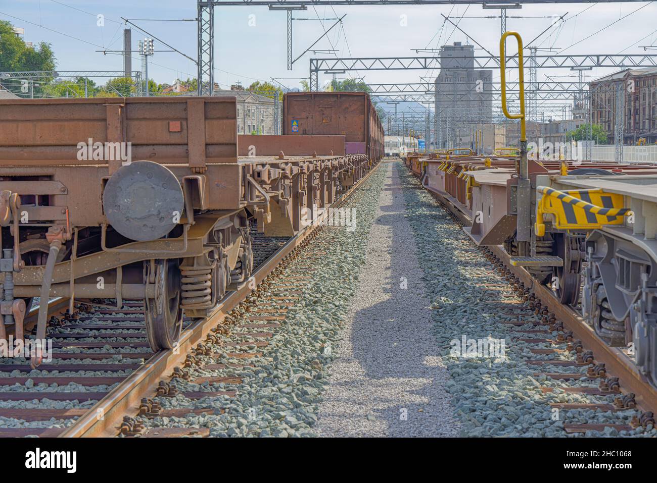 Freight trains on the railroad tracks Stock Photo - Alamy
