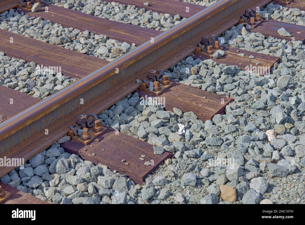 Train railroad tracks close up Stock Photo - Alamy