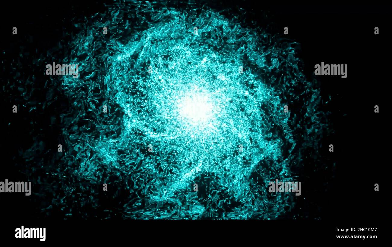 Green futuristic space particles in bright round energy structure ...