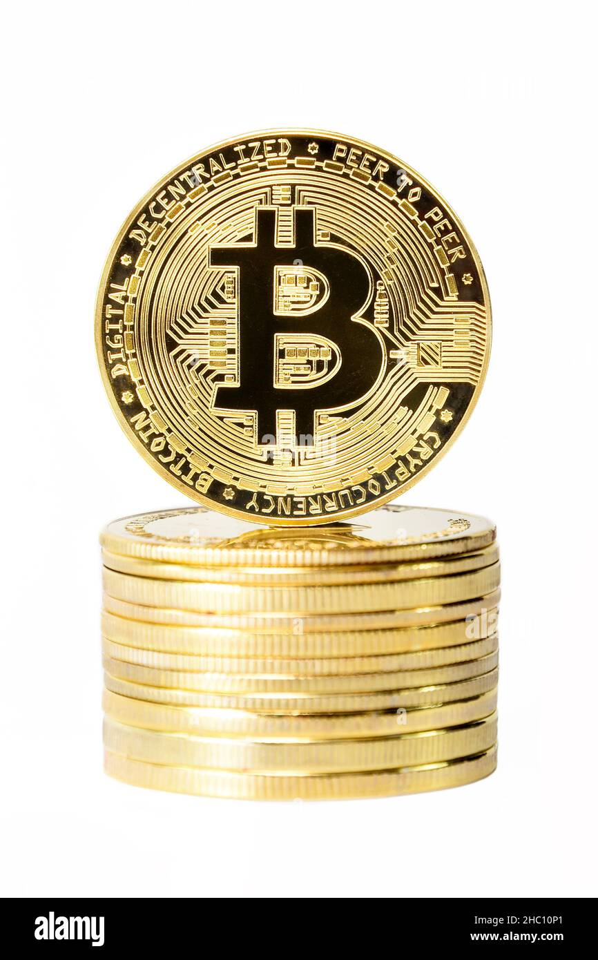 Bitcoin Cryptocurrency isolated , gold coin future coin Stock Photo - Alamy