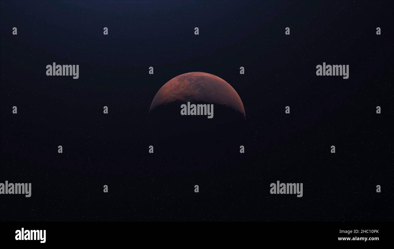 Abstract realistic beautiful planet Mars on deep space background ...