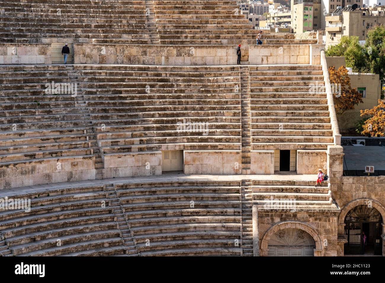 Visitors In The Roman Theatre, Amman, Jordan Stock Photo - Alamy