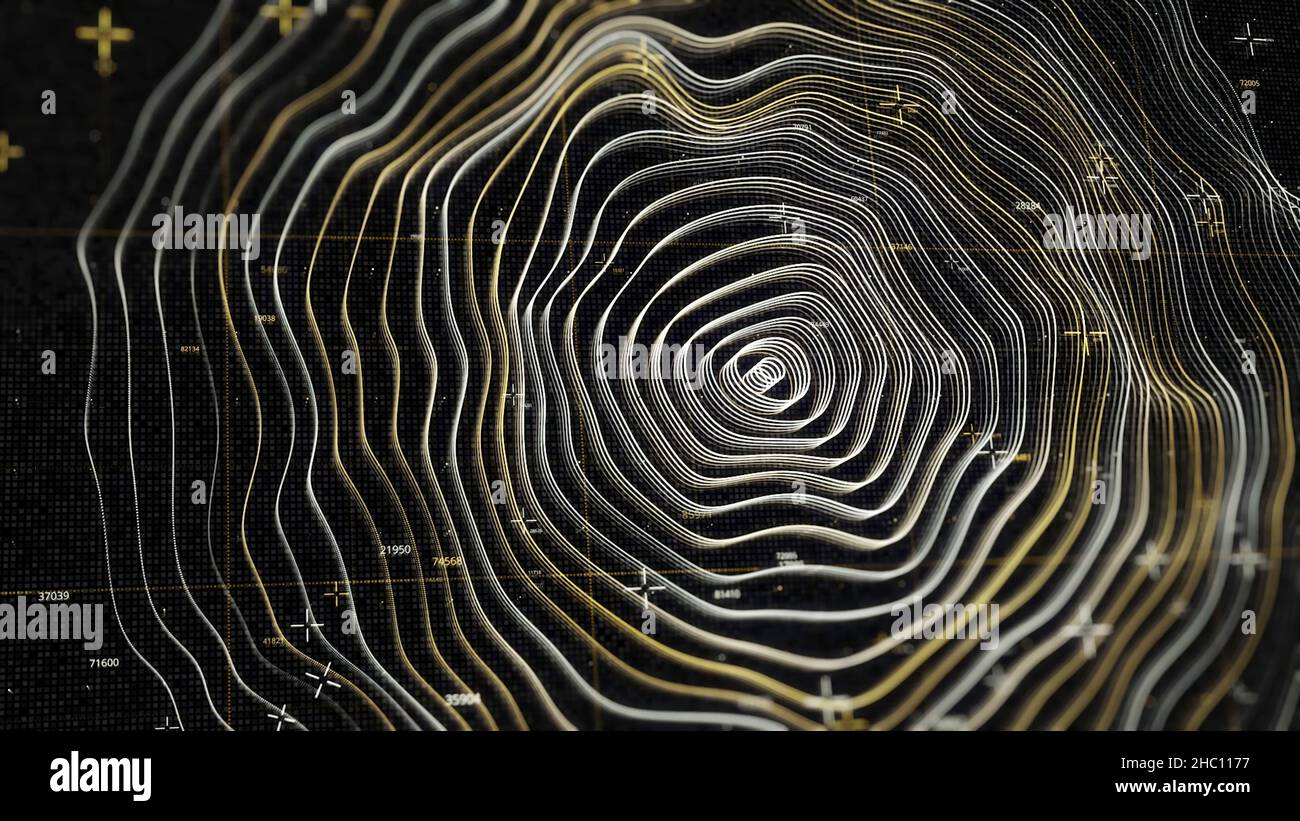 Golden rings, radar or sonar program with hypnotic effect, seamless ...