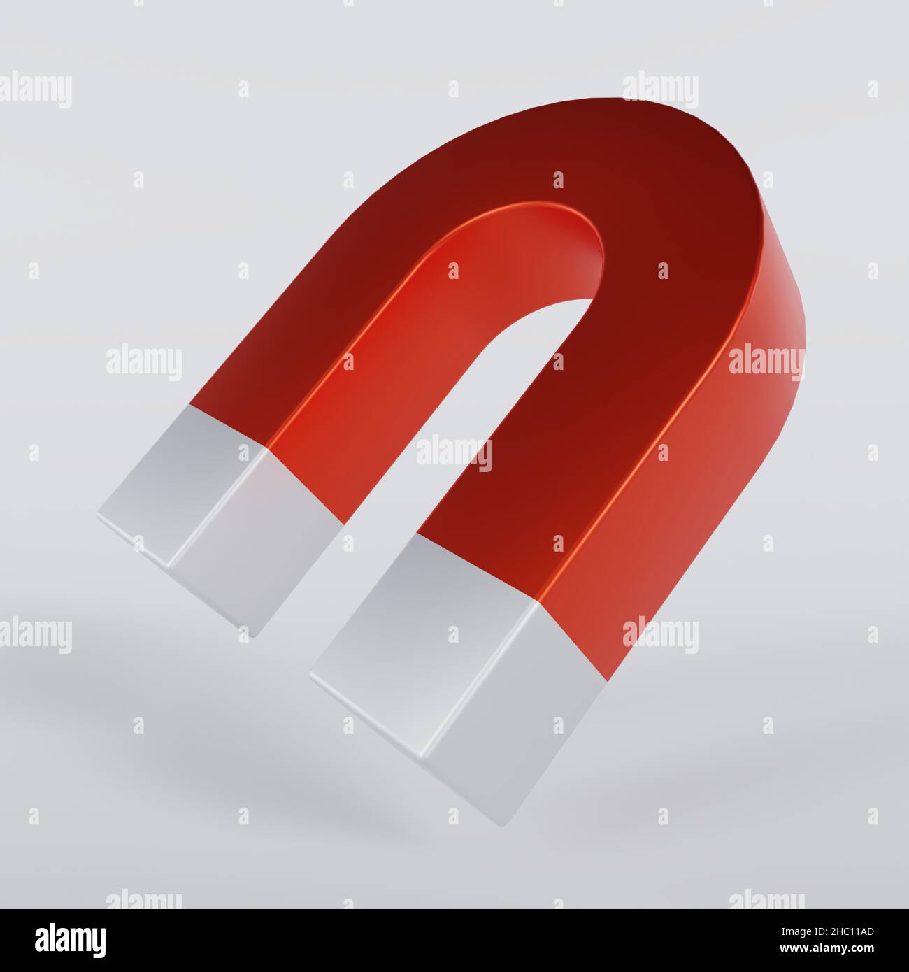 Red horseshoe magnet on white background. Isolated. 3D rendering ...