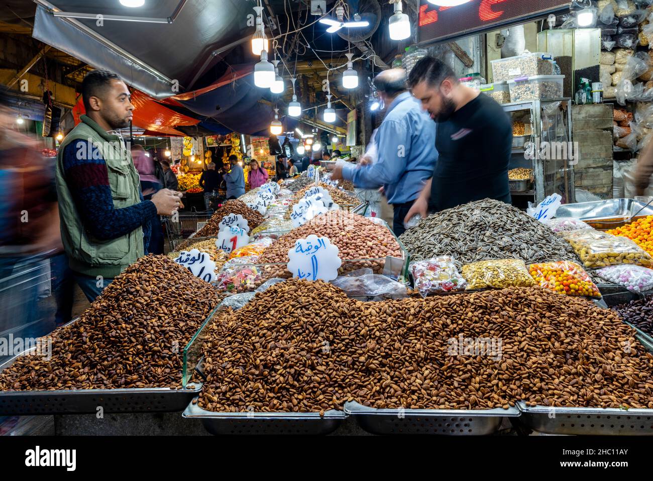 People Selling Nuts and Seeds In The Souk, Downtown, Amman, Jordan ...