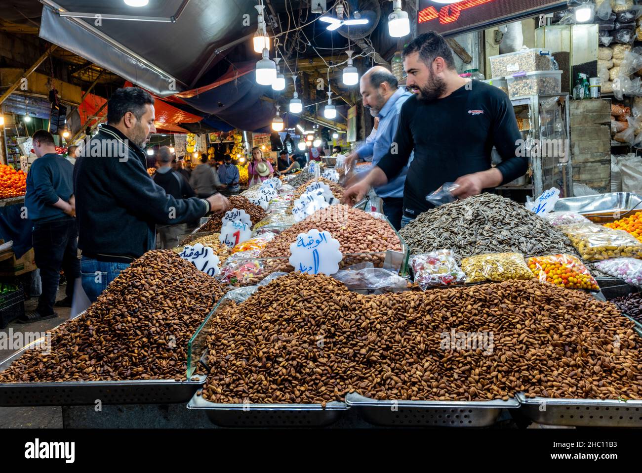 People Selling Nuts and Seeds In The Souk, Downtown, Amman, Jordan ...