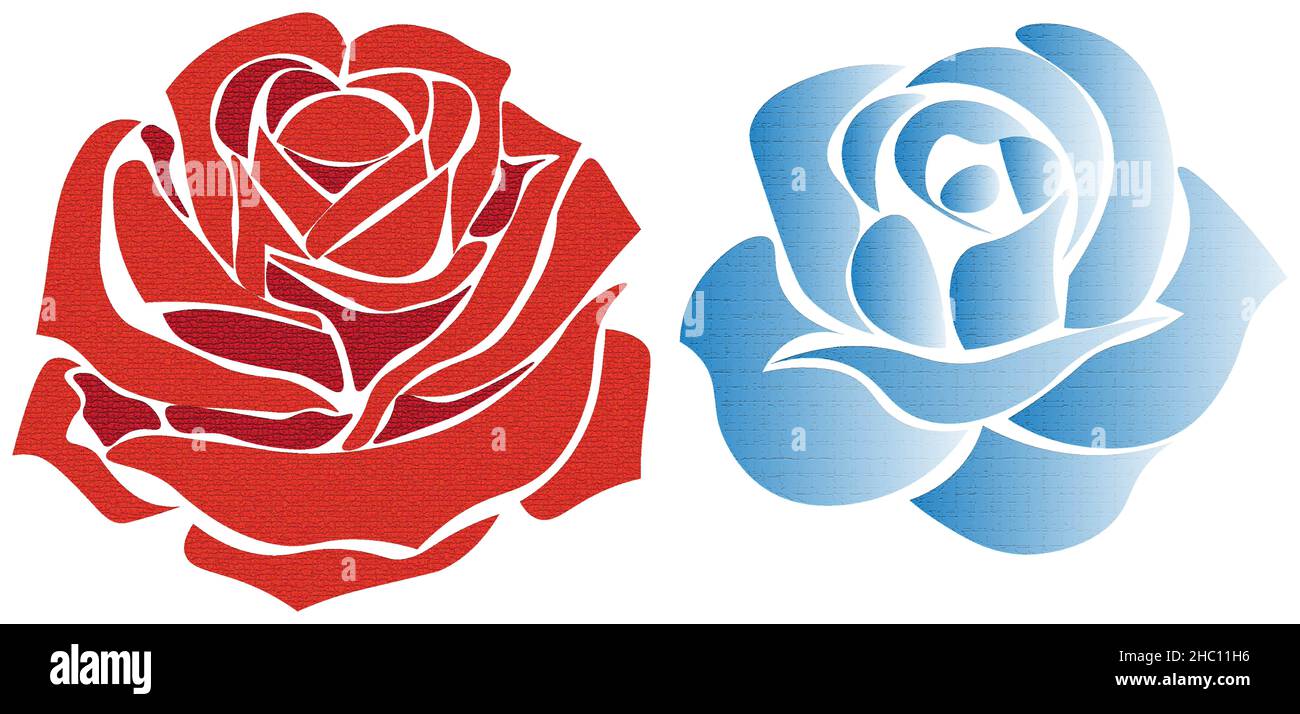 Blue and Red Textured Roses Stock Photo - Alamy