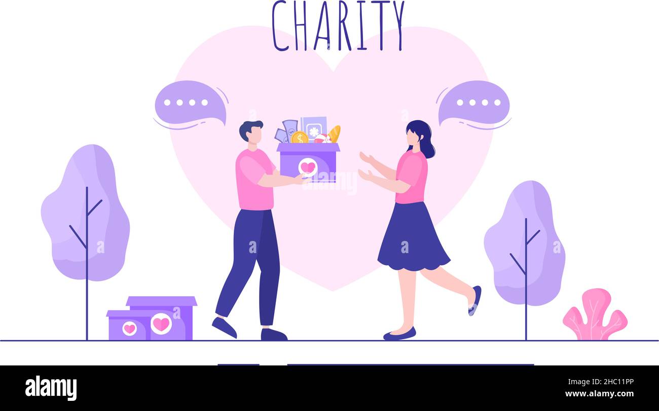 Love Charity or Giving Donation via Volunteer Team Worked Together to ...