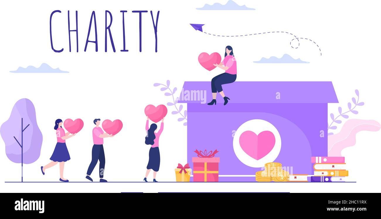 Love Charity or Giving Donation via Volunteer Team Worked Together to ...