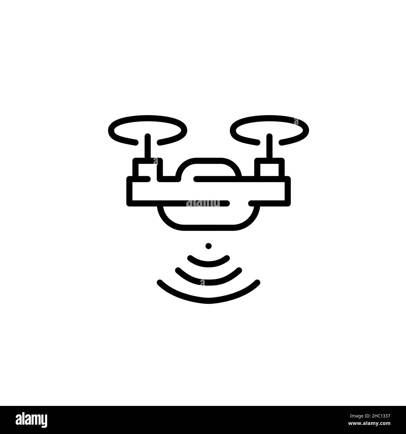 Flying drone with wireless control. Pixel perfect, editable stroke icon ...