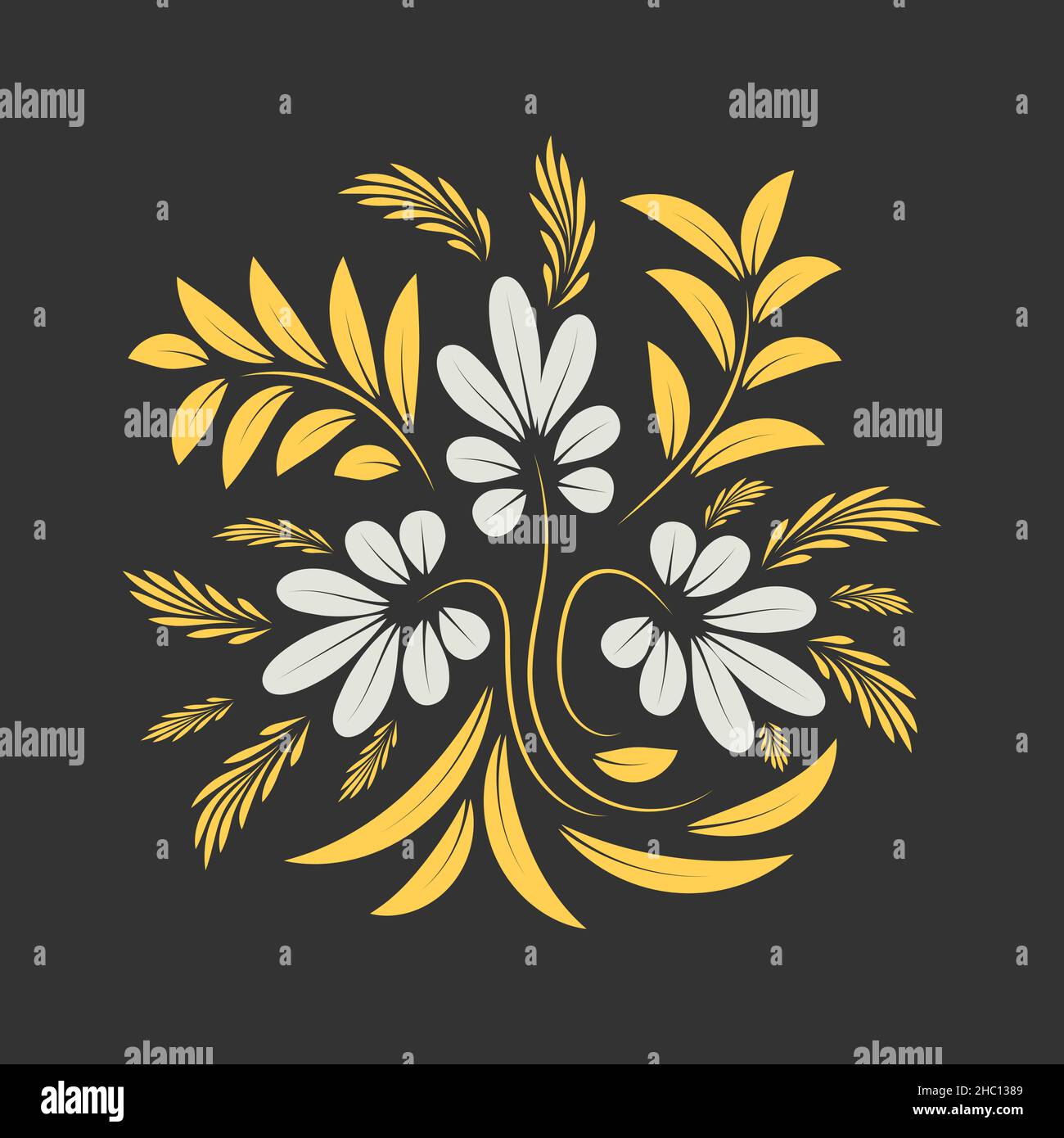 Folk flowers floral art print Flowers abstract art Stock Vector Image ...