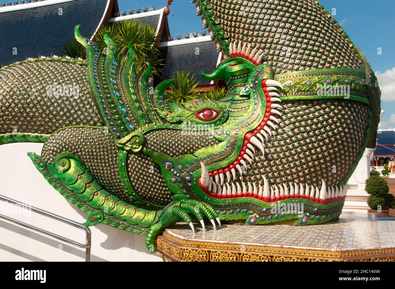 Thailand: A naga (mythical snake) emerges from the mouth of a makara ...