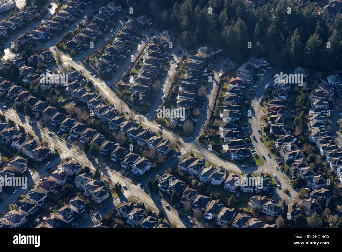 Aerial View of Residential Homes in a neighborhood of suburban modern ...