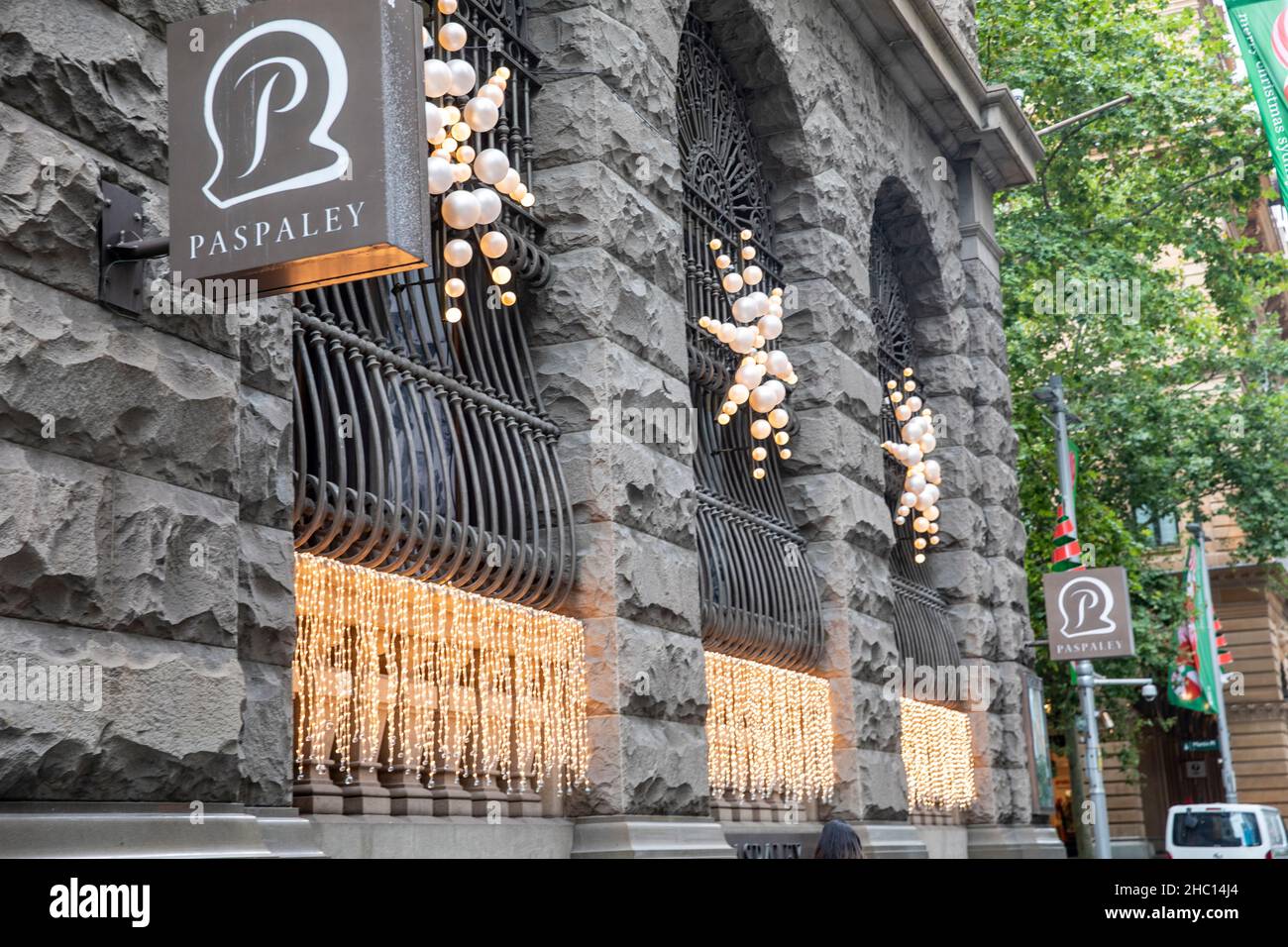 Papsaley pearls store in Martin Place Sydney with Christmas decorations ...