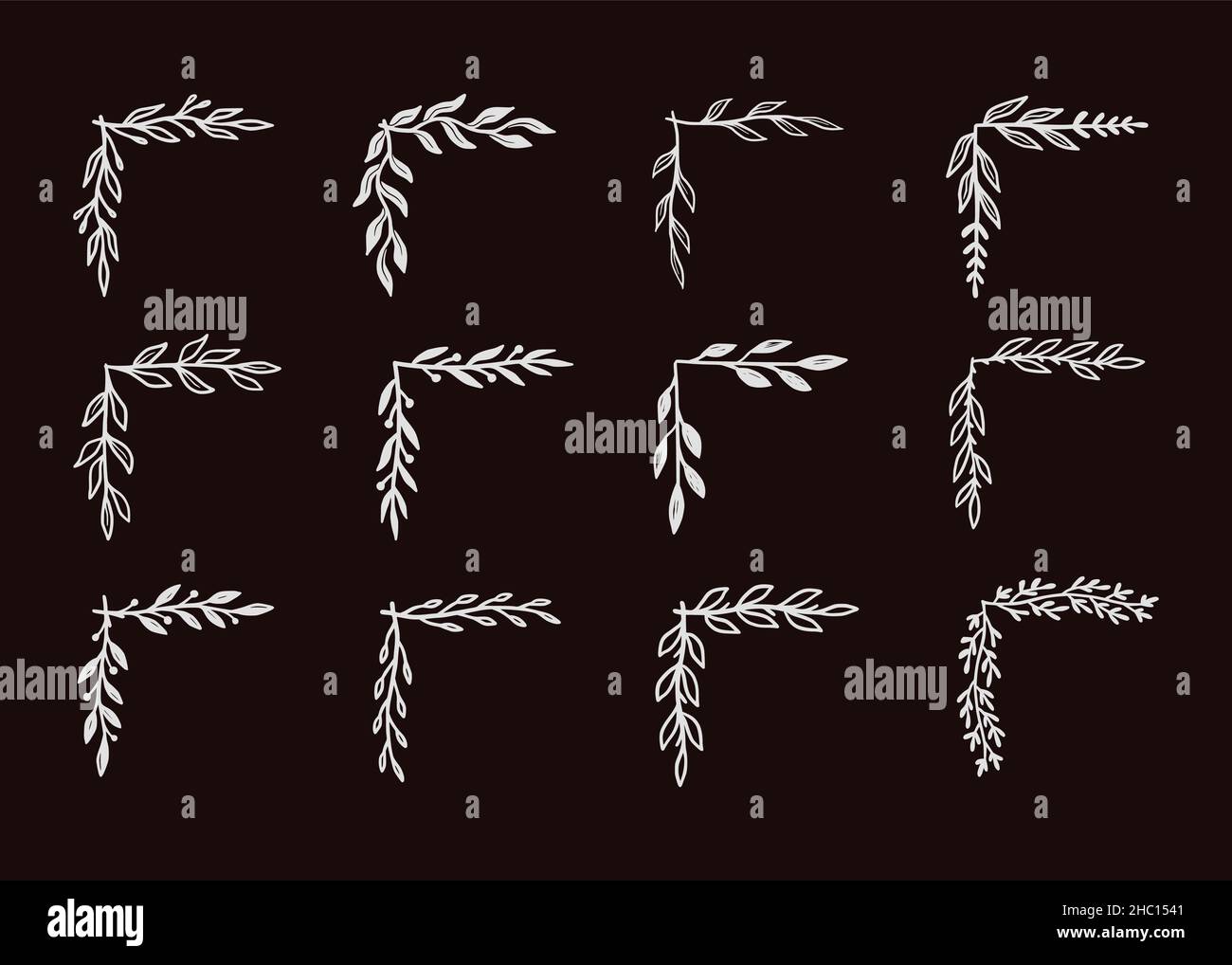 Corner flourish border set on black chalkboard. Hand drawn doodle style ...