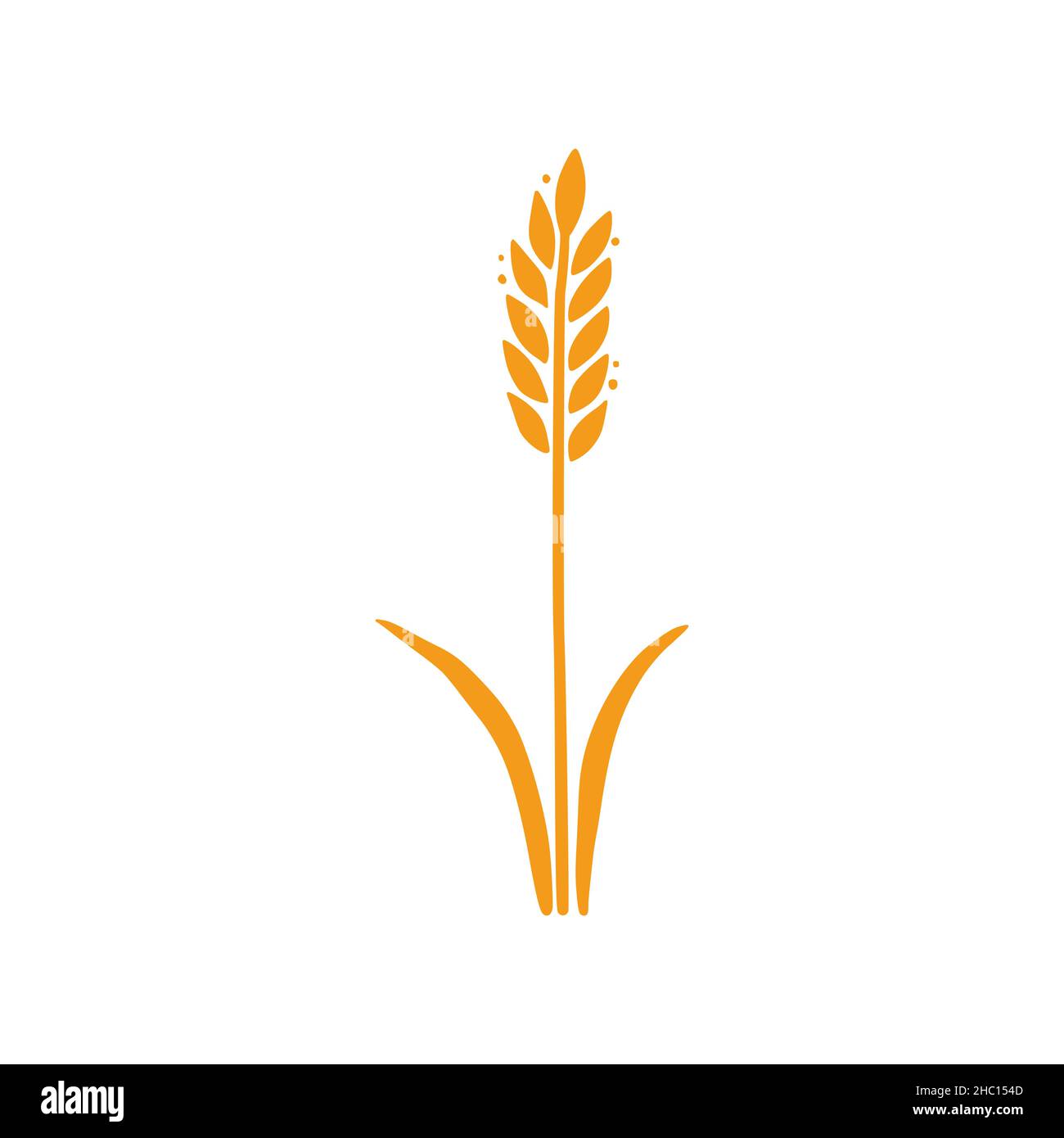 Wheat, barley, rice icon. Hand drawn sketch style oat with grain. Wheat ...