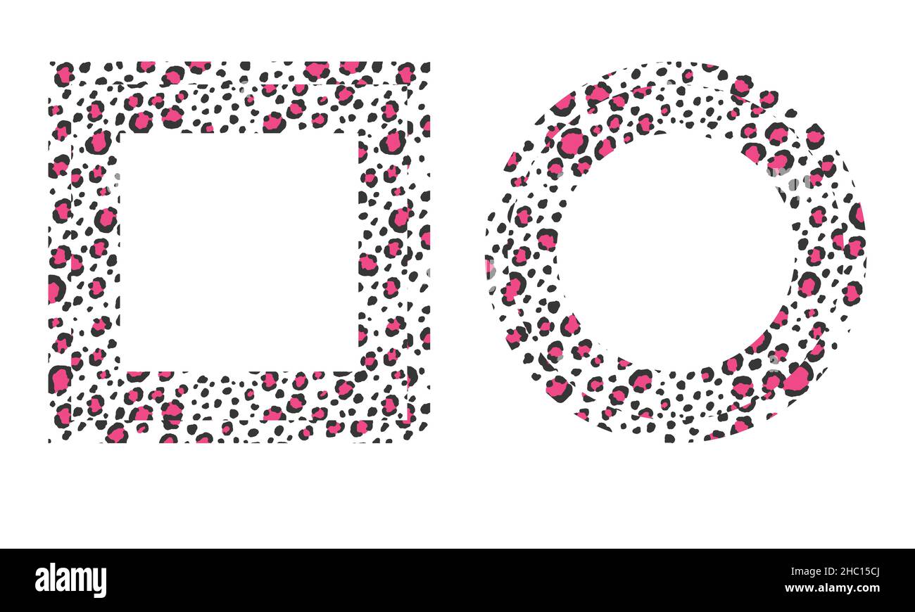 Black and white frame with modern ornament of stylized leopard skin ...