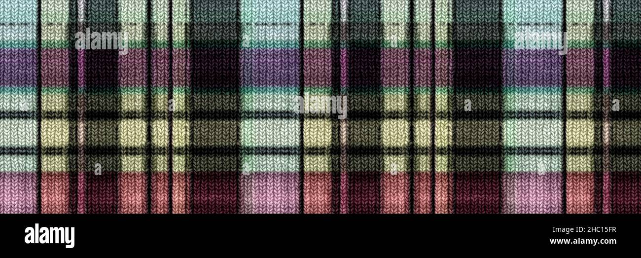 Classic winter tartan knit wool plaid seamless edging border. Retro ...