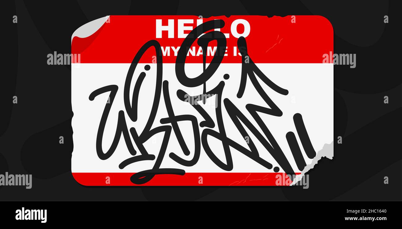 Urban Graffiti Style Isolated Sticker Hello My Name Is With Some Street ...