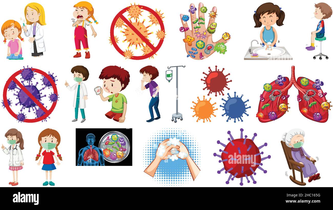 Set of sick people with different symptoms illustration Stock Vector ...